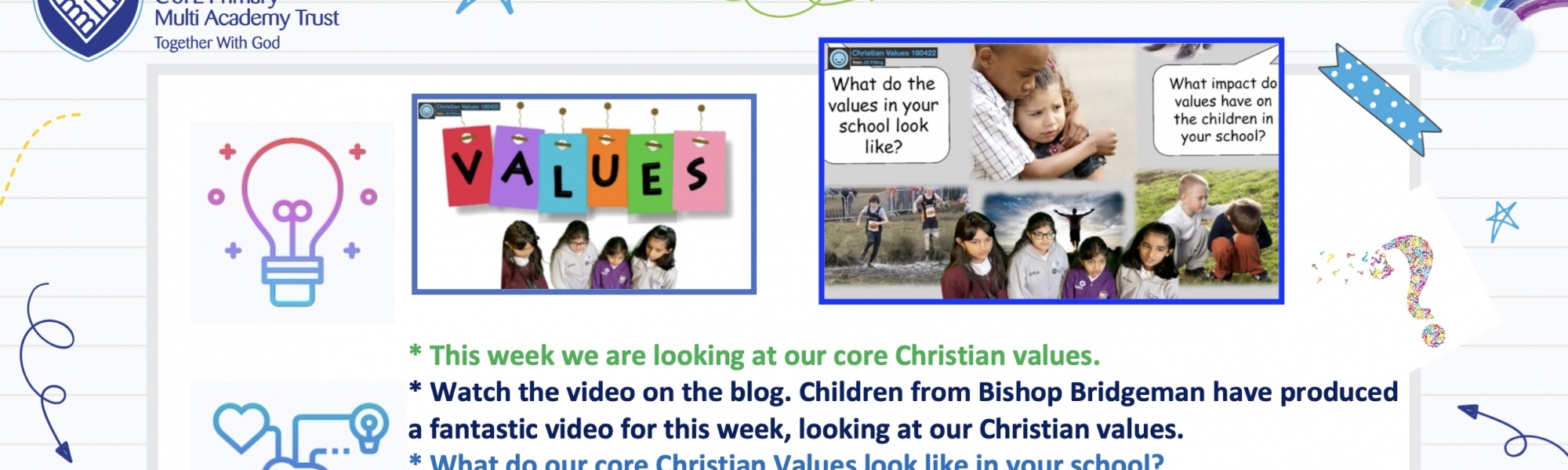 W/C 18/04/22 Christian values | Ethos at Archbishop Temple Multi ...